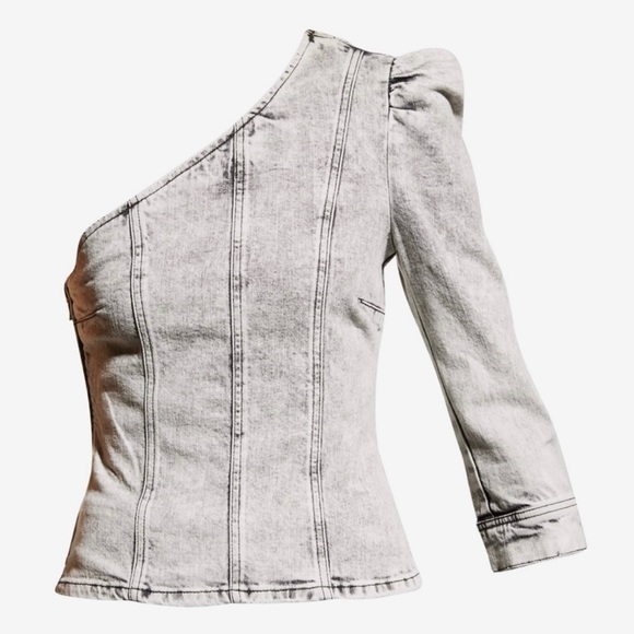 Retrofete | Tops | Retrofete One Shoulder Denim Top | Poshmark